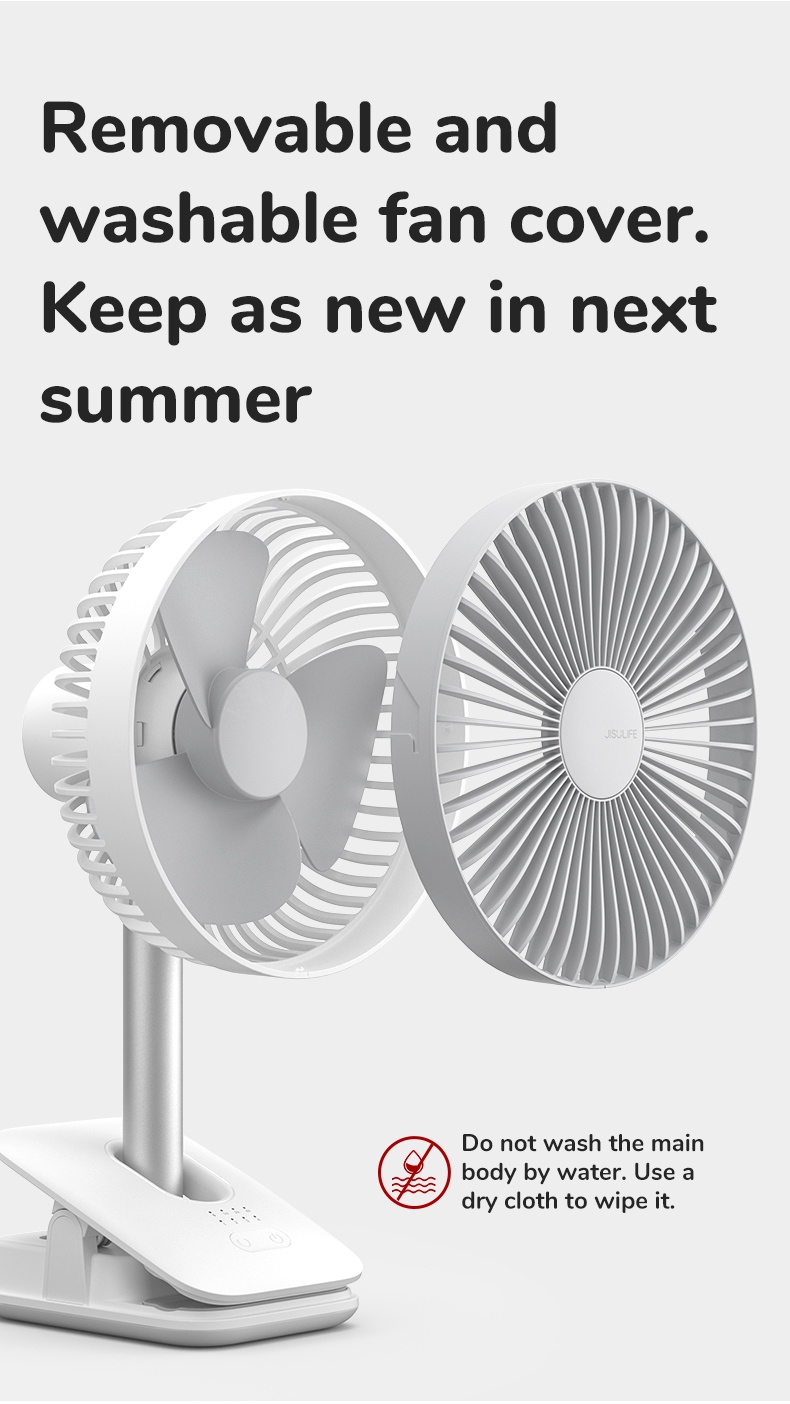 Jisulife Clip Fan Rechargeable Portable Desk Electric Fan | Shopee ...