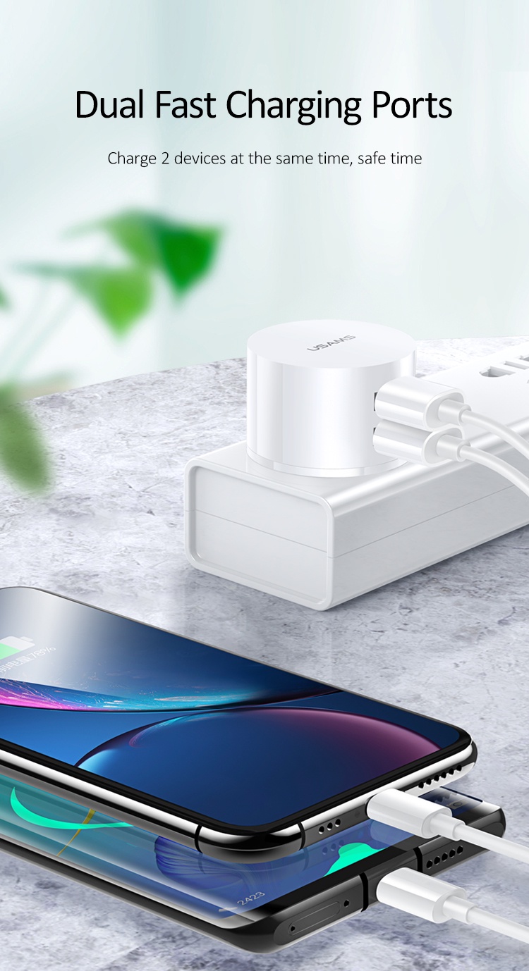 Usams T20 10W Eu Us Uk Plug Dual Usb Ports Round Travel Charger Fast ...