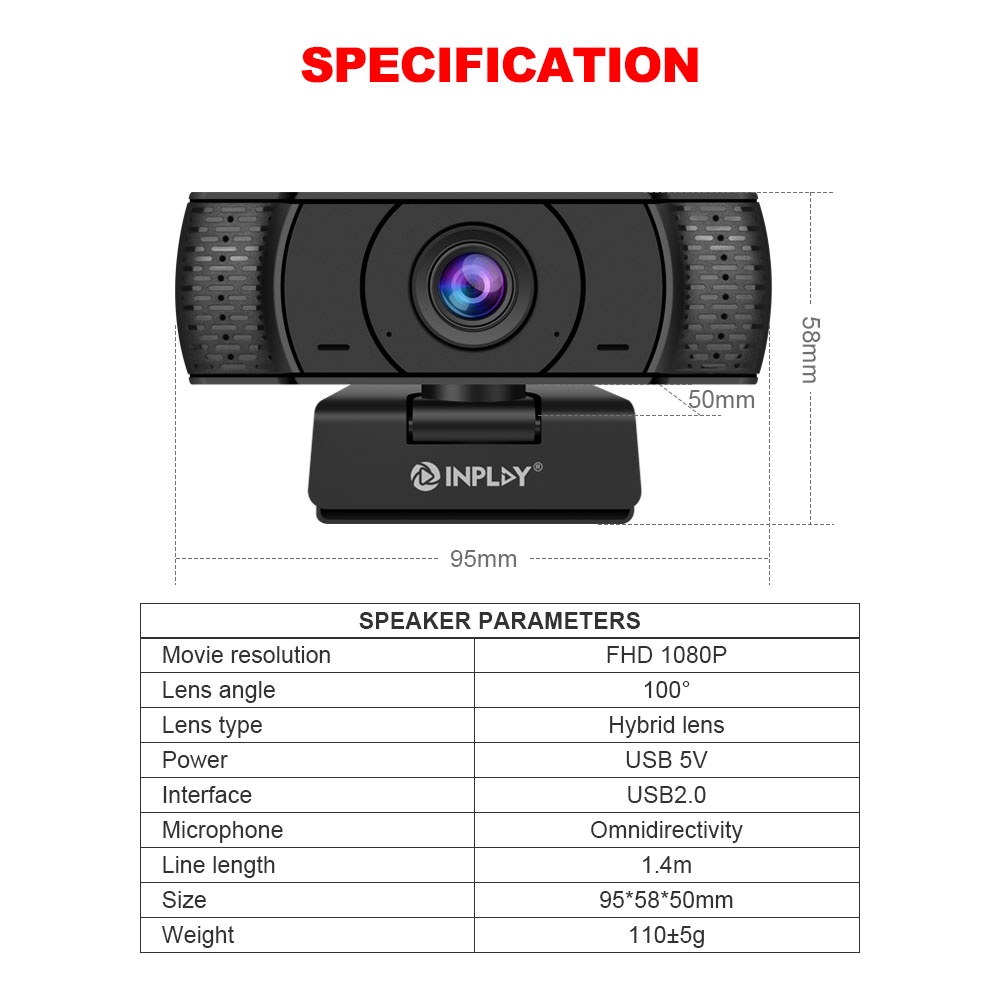 Inplay C1080E | FHD 1080 Built-in Microphone Webcam | Inplay by EJD ...
