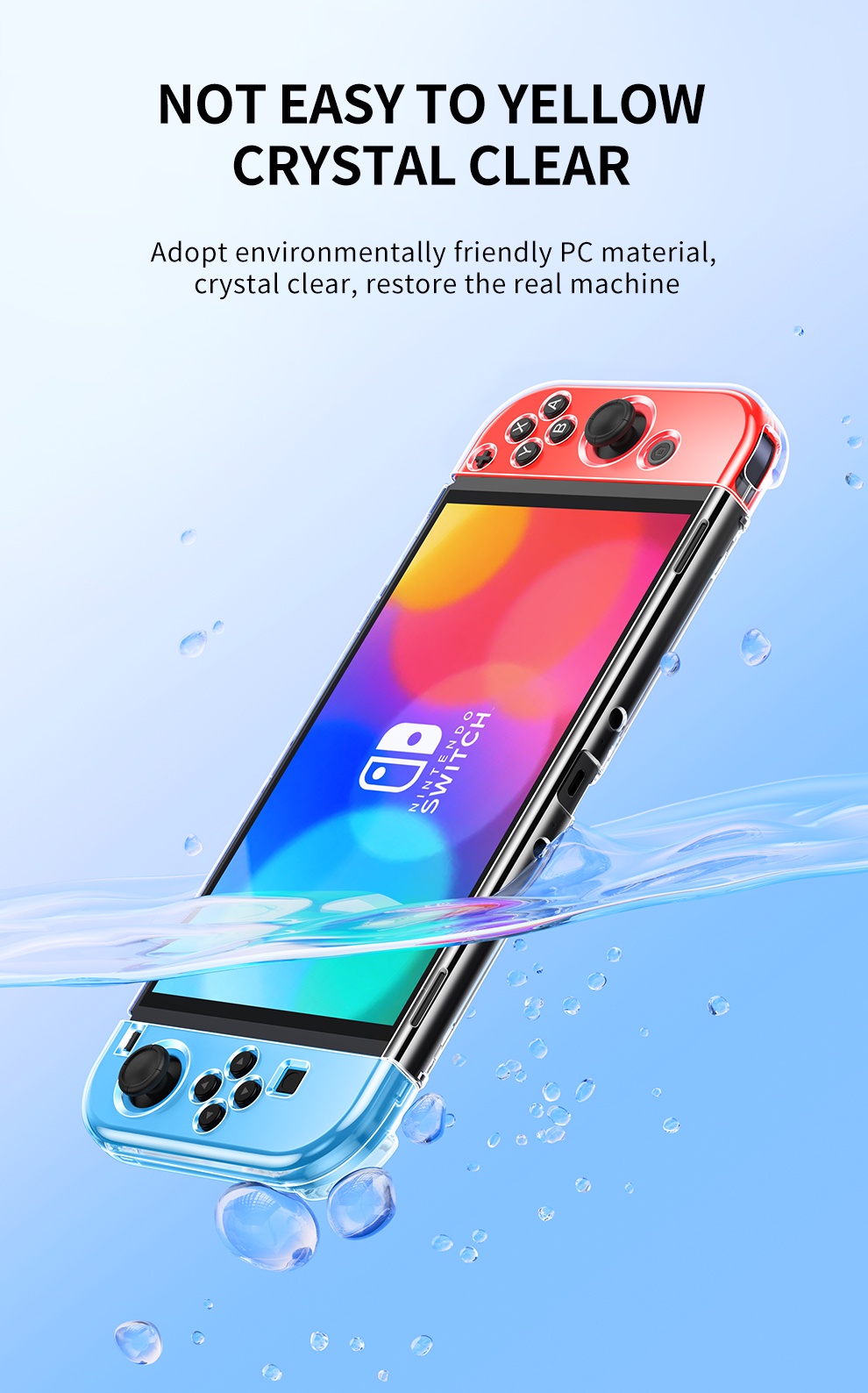 SmartDevil Transparent Protective Case For Nintendo Switch OLED Ultra-thin Split PC Material ...