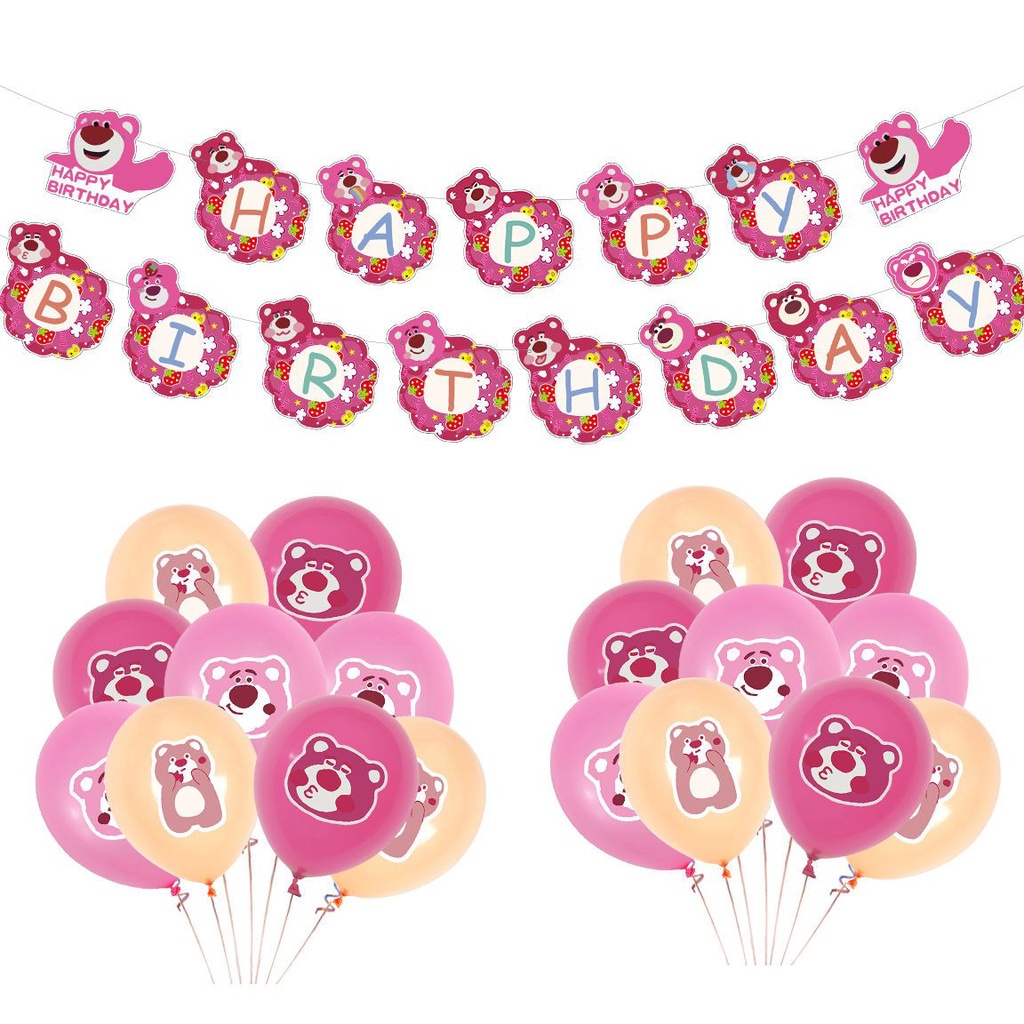 Toy Story Lotso Strawberry Bear Balloons banner cake toppers Birthday ...
