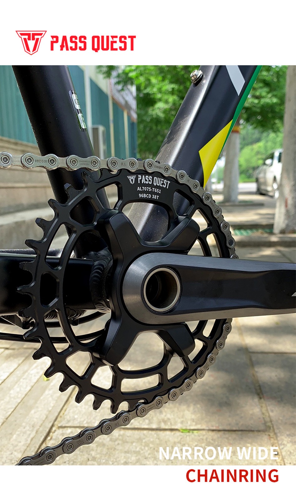 PASS QUEST 96bcd chainring asymmetrical MTB Round shape Narrow Wide ...