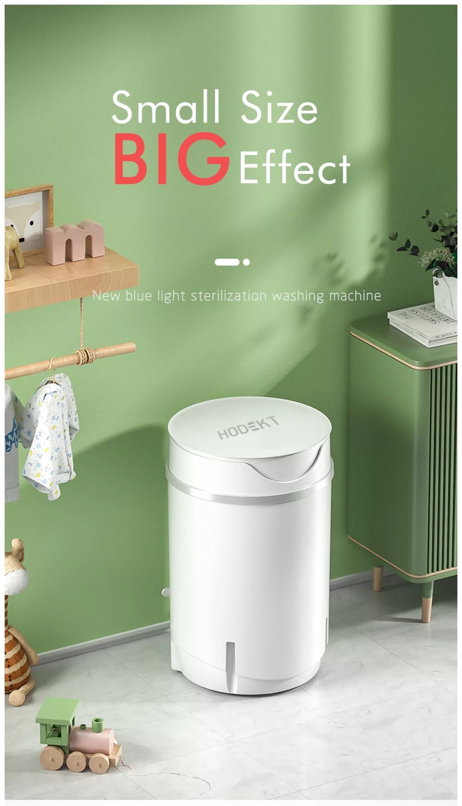 HODEKT Mini Portable Washing Machine With Dryer Blue Light ...