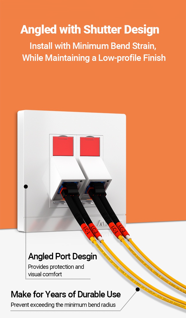 AMPCOM Fiber Optic Angled Wall Plate LC SC FC ST Simplex Duplex FTTH ...