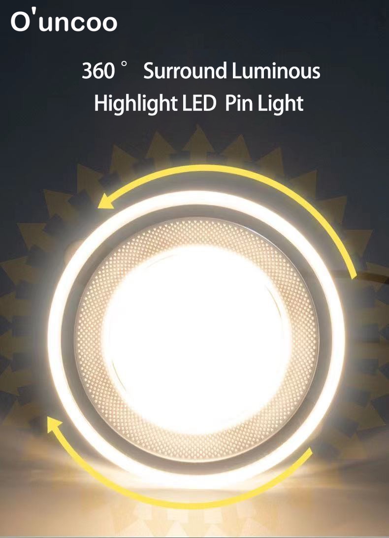 O'uncoo Pin Light Tri color Led Ceiling 7Watts Downlight Recessed Panel ...