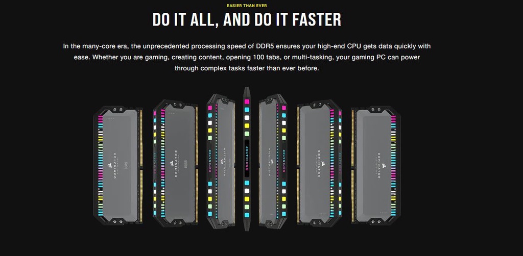 CORSAIR DOMINATOR® PLATINUM RGB 32GB (2x16GB) DDR5 DRAM 5200MT/s C40 AMD EXPO Memory Kit ...