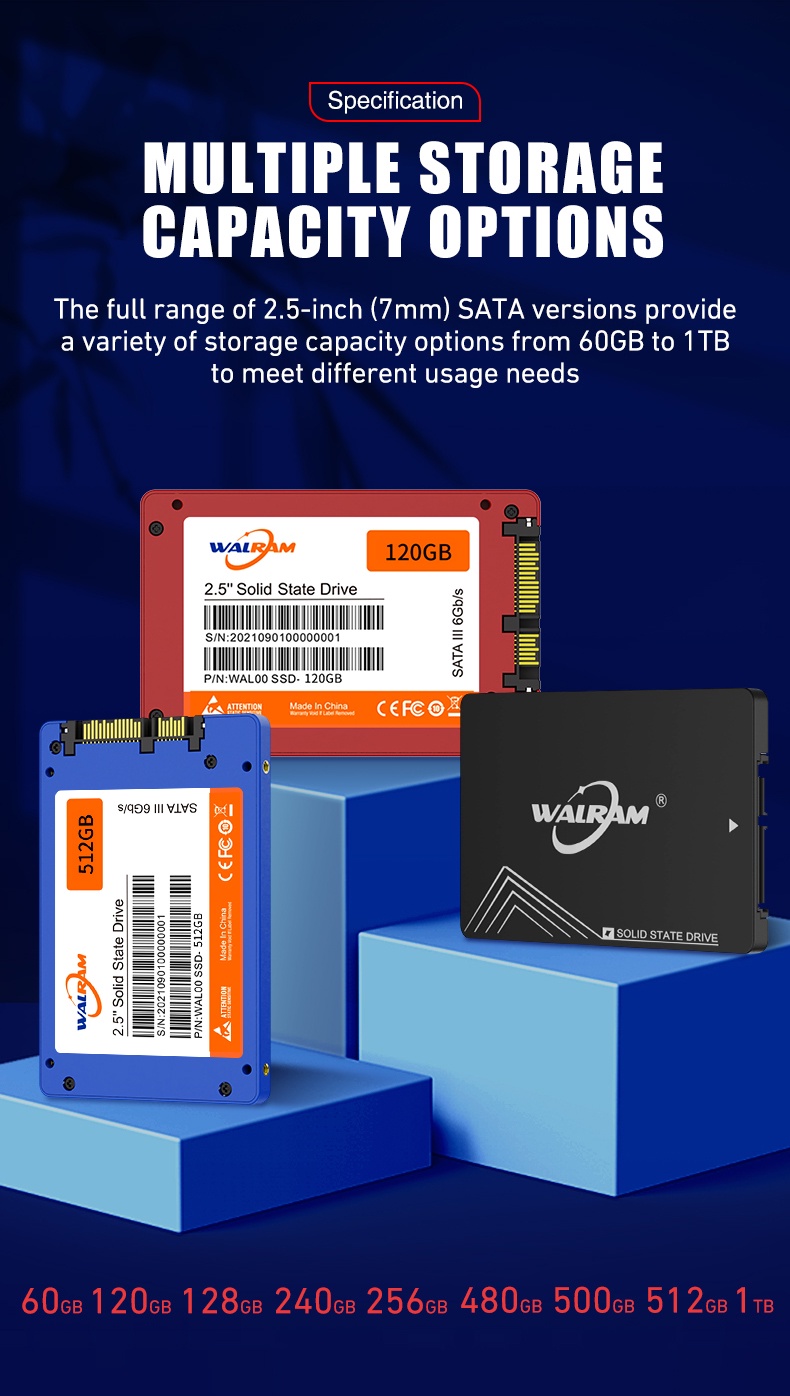 WALRAM R9B SSD 128GB Solid State Drive 2.5 inch SATA3 Slot 512GB 500GB ...