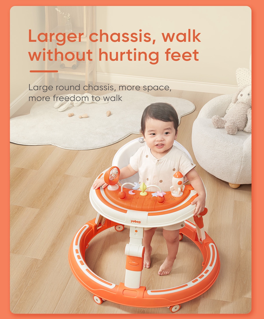 Yoboo Adjustable Baby Walker | 3 Modes | Foldable | 4 Level Adjustments ...