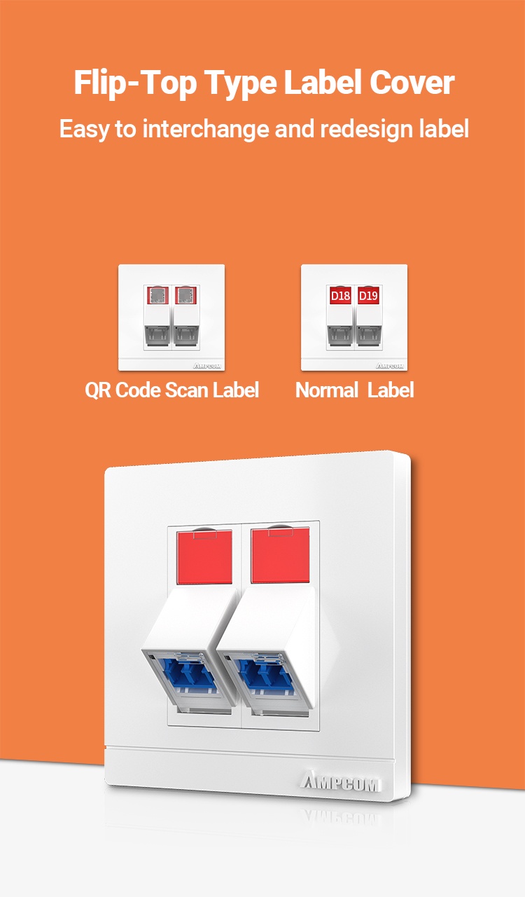 AMPCOM Fiber Optic Angled Wall Plate LC SC FC ST Simplex Duplex FTTH ...