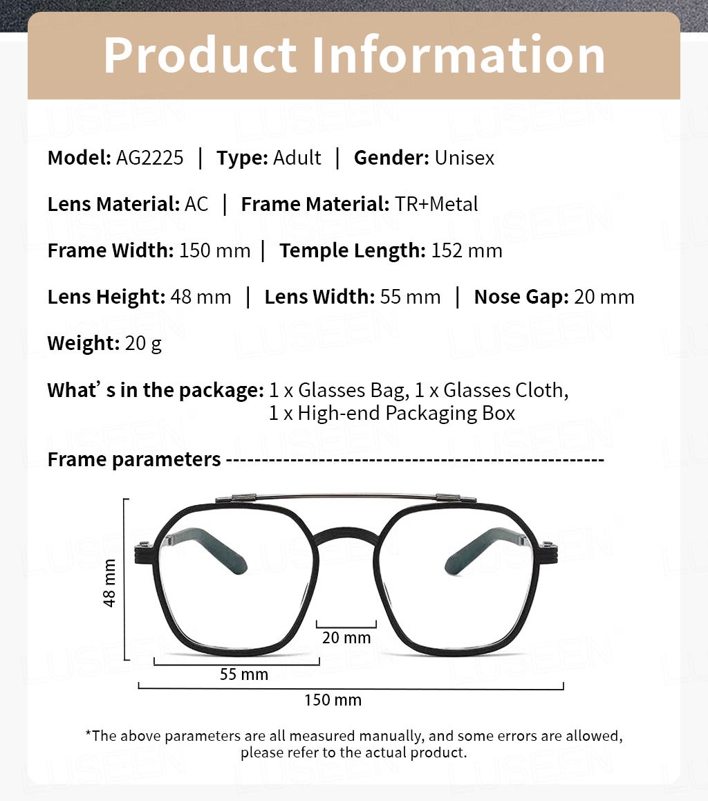 LUSEEN Photochromic Anti Radiation Eyeglass For Woman Men Transition ...