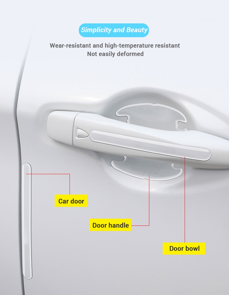 SEAMETAL 4pcs Car Door Bowl Protector Handle Sticker Anti Scratch ...
