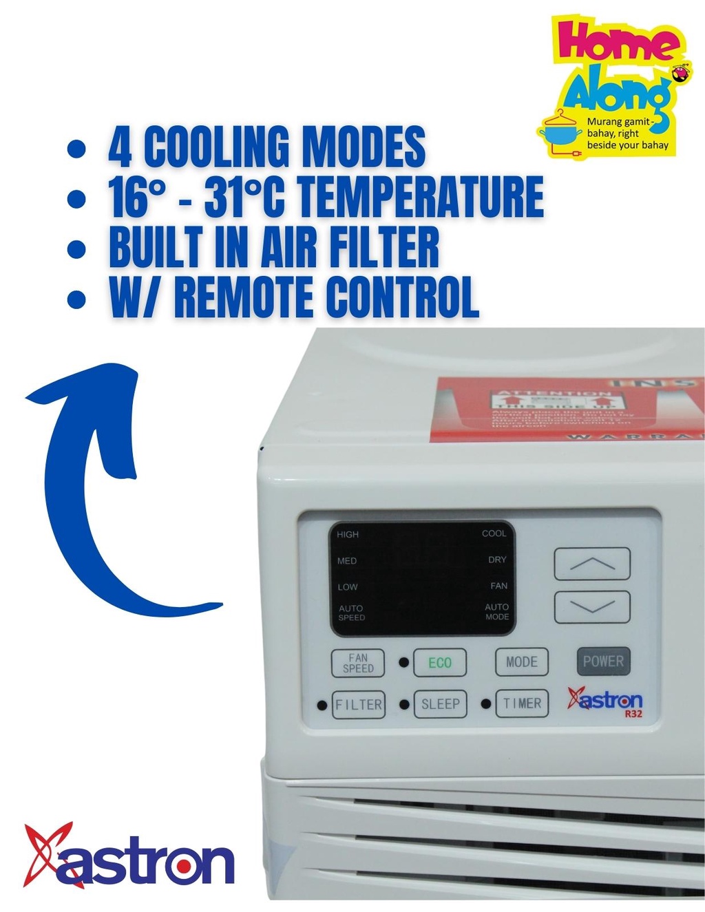 Astron 1.0hp Air Conditioner Inverter-Class | Digital | With Remote ...