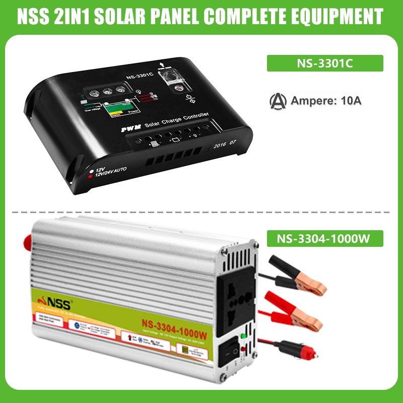 Nss 2 in 1 inverter 12v to 220v heavy duty set solar charge controller ...