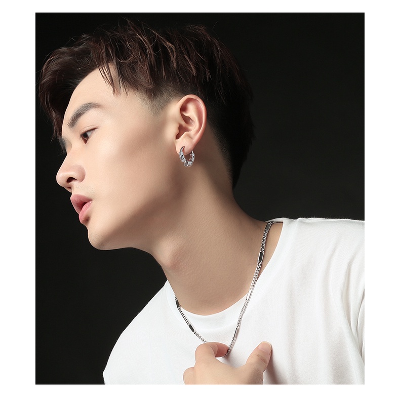 Retro Stainless Steel Coil Round Earrings Earbone Piercing Earring ...