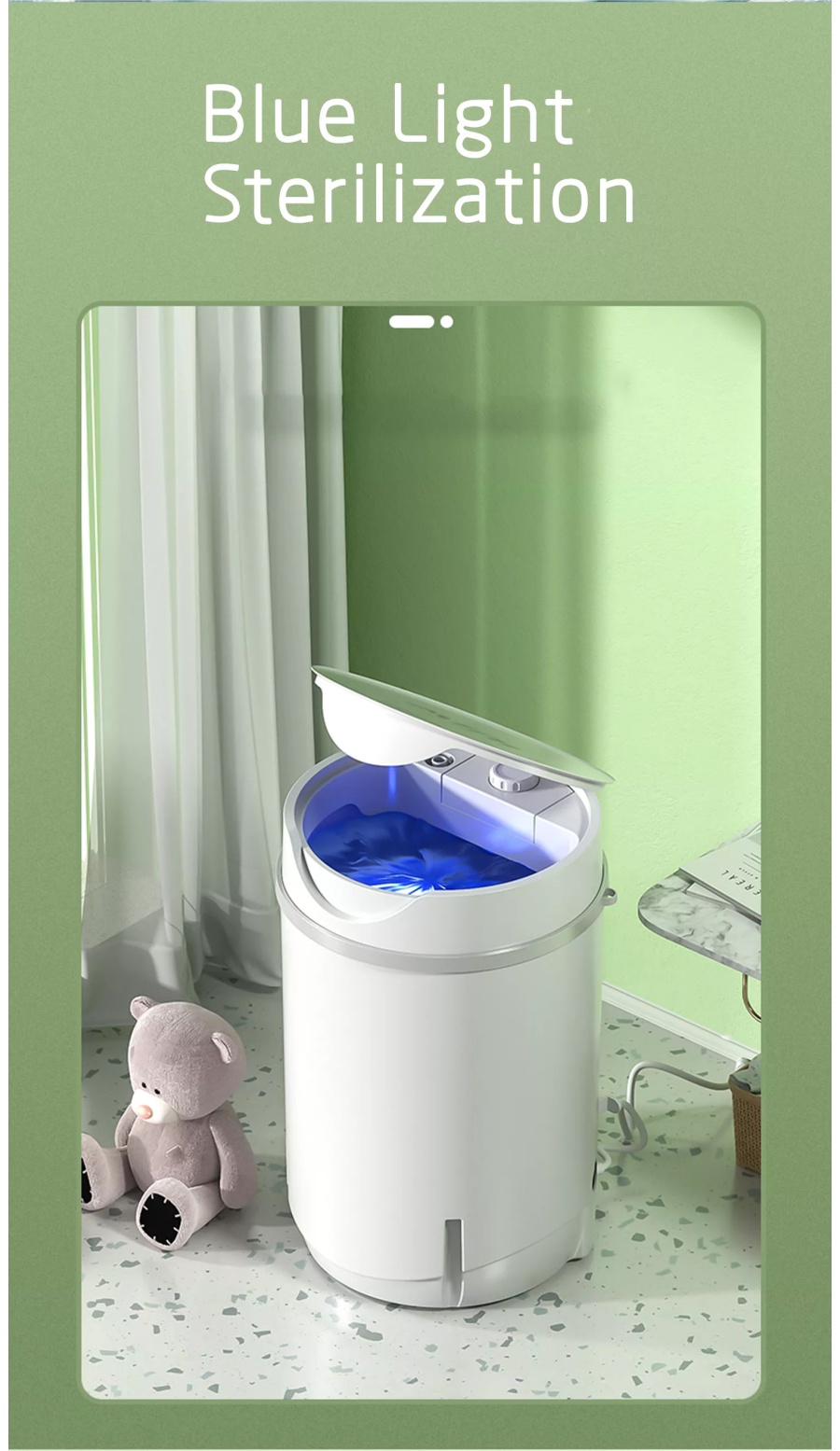 HODEKT Mini Portable Washing Machine With Dryer Blue Light ...