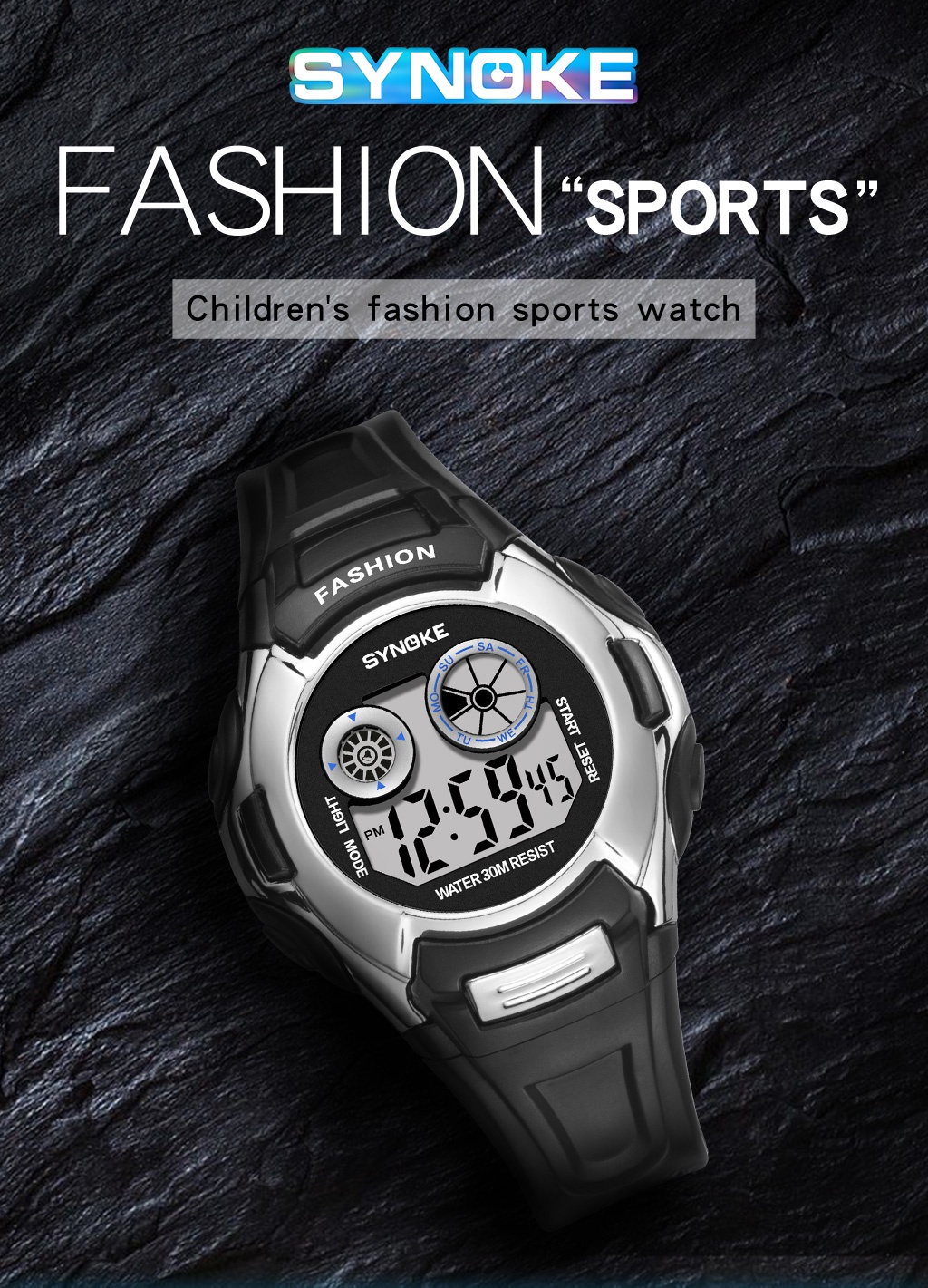 SYNOKE Boys Girls Waterproof Watch Fashion Simple Style LED Luminous ...