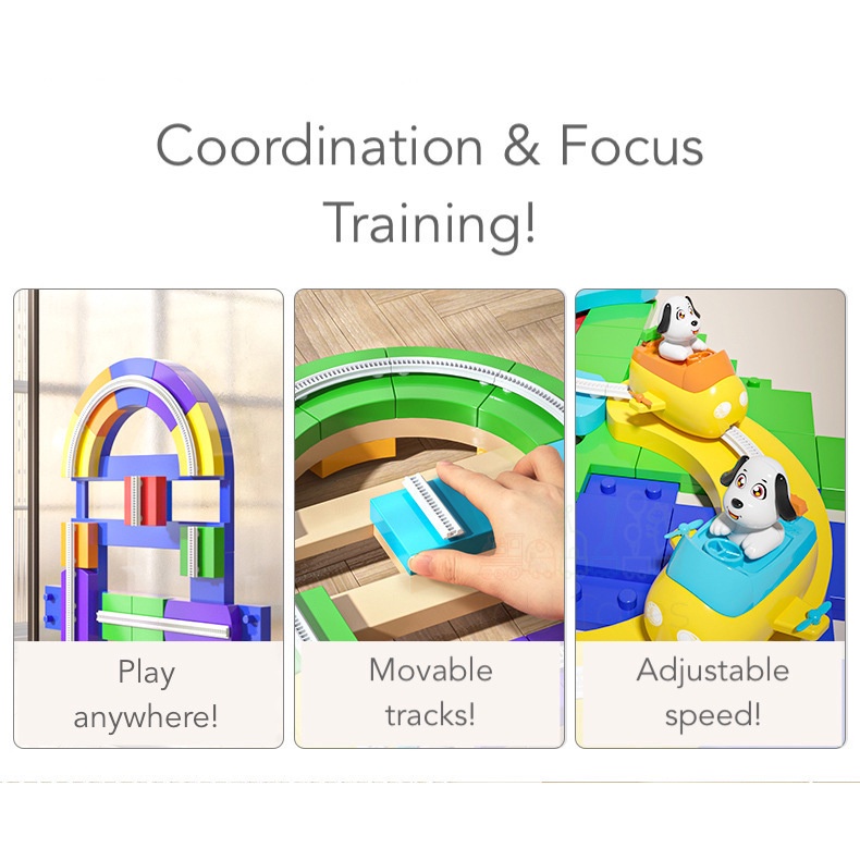 Moving Tracks Car Building Blocks Puzzle Parking Lot Kids Toy Motor ...