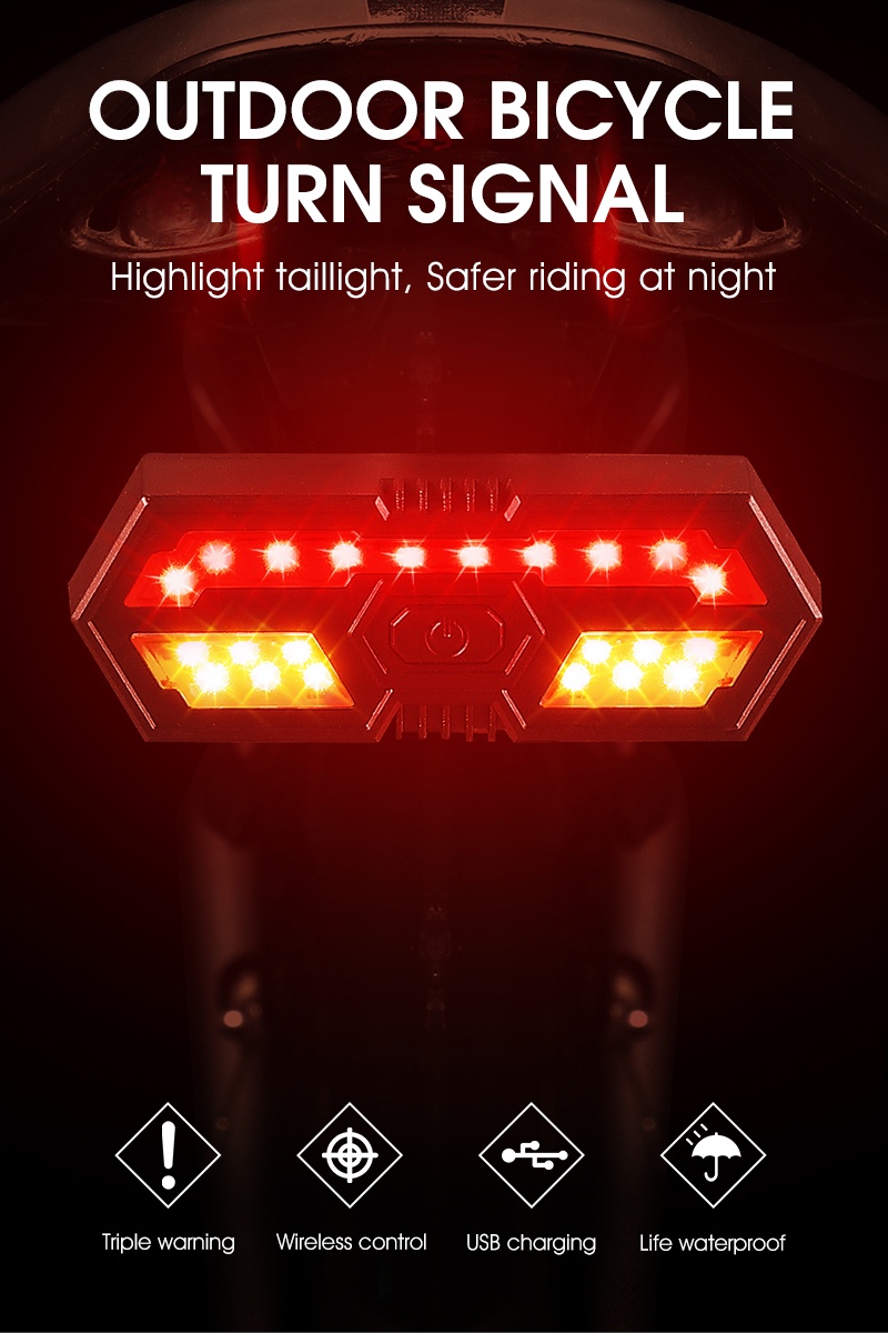 WEST BIKING Bike Signal Light Wireless Remote Control Bicycle Taillight ...