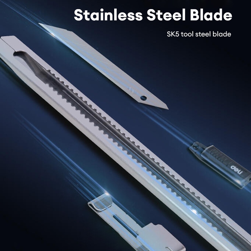 Deli SK5 Steel Cutter 8 Snap-off Blades Cutter Knife E2034 | Shopee ...