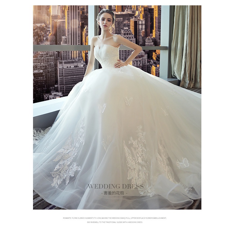 Simple sweet lace formal dress beaty Lace tail wedding dress Gown ...