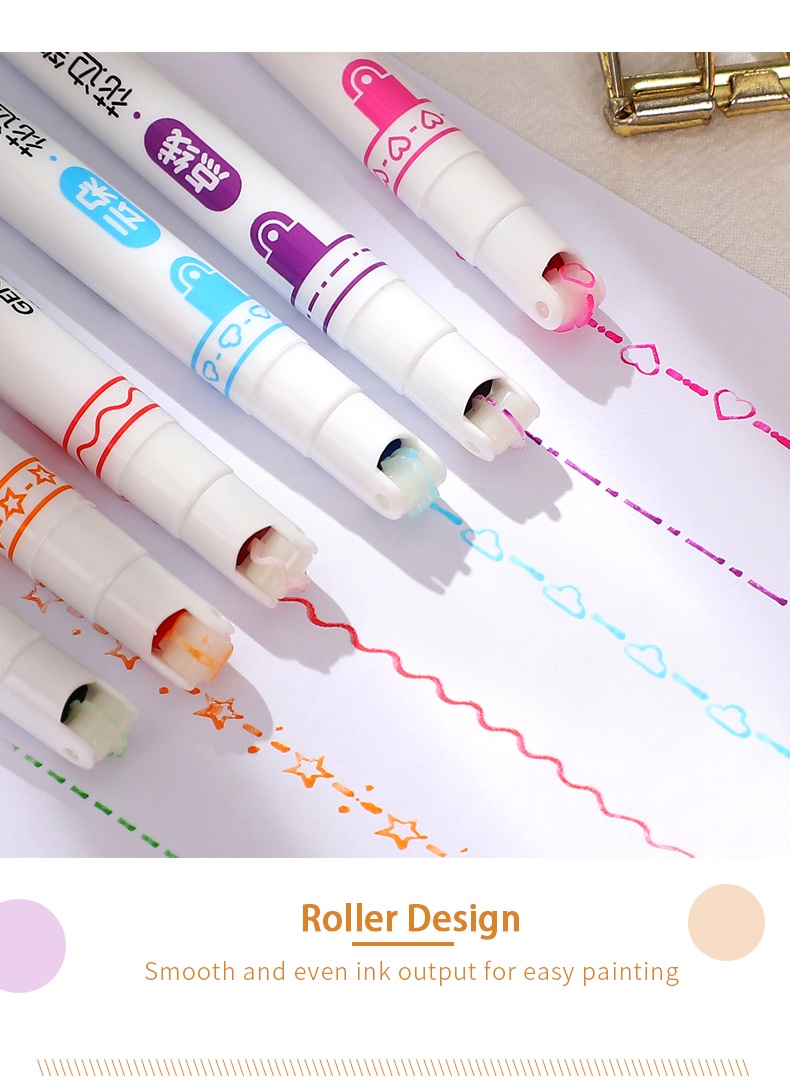 JIANWU 6 Pcs/Set Cute Scroll Wheel Lace Marker Pens DIY Journal ...