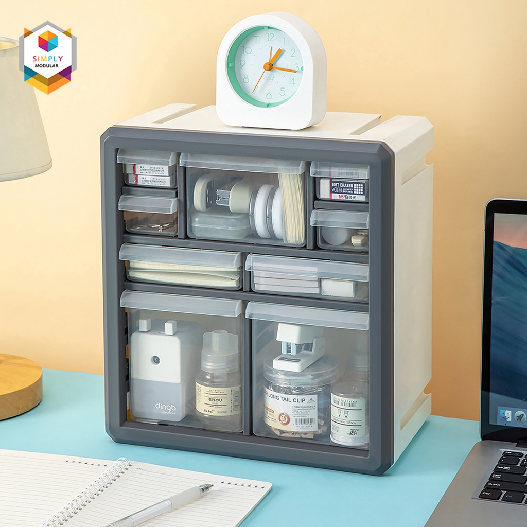 Qubit 11 Cube Mini Desktop Drawer with Transparent Compartments Storage ...