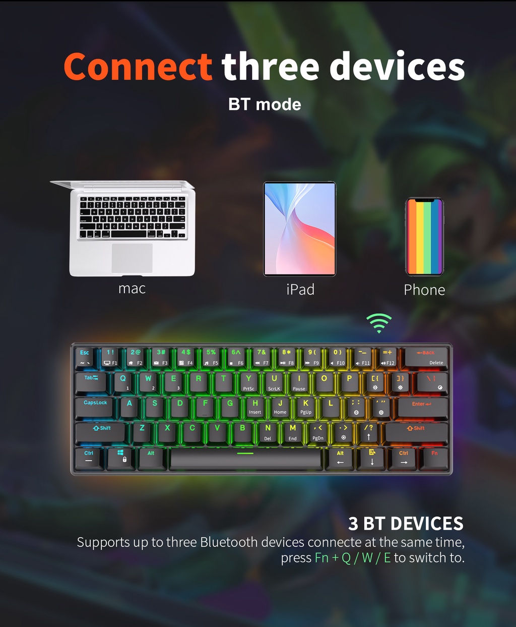 RK61 Royal Kludge Bluetooth 5.0 & USB C Dual Mode RGB Backlit Mechanical Keyboard | Shopee ...