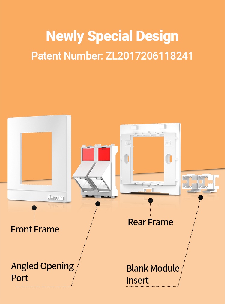 AMPCOM Fiber Optic Angled Wall Plate LC SC FC ST Simplex Duplex FTTH ...