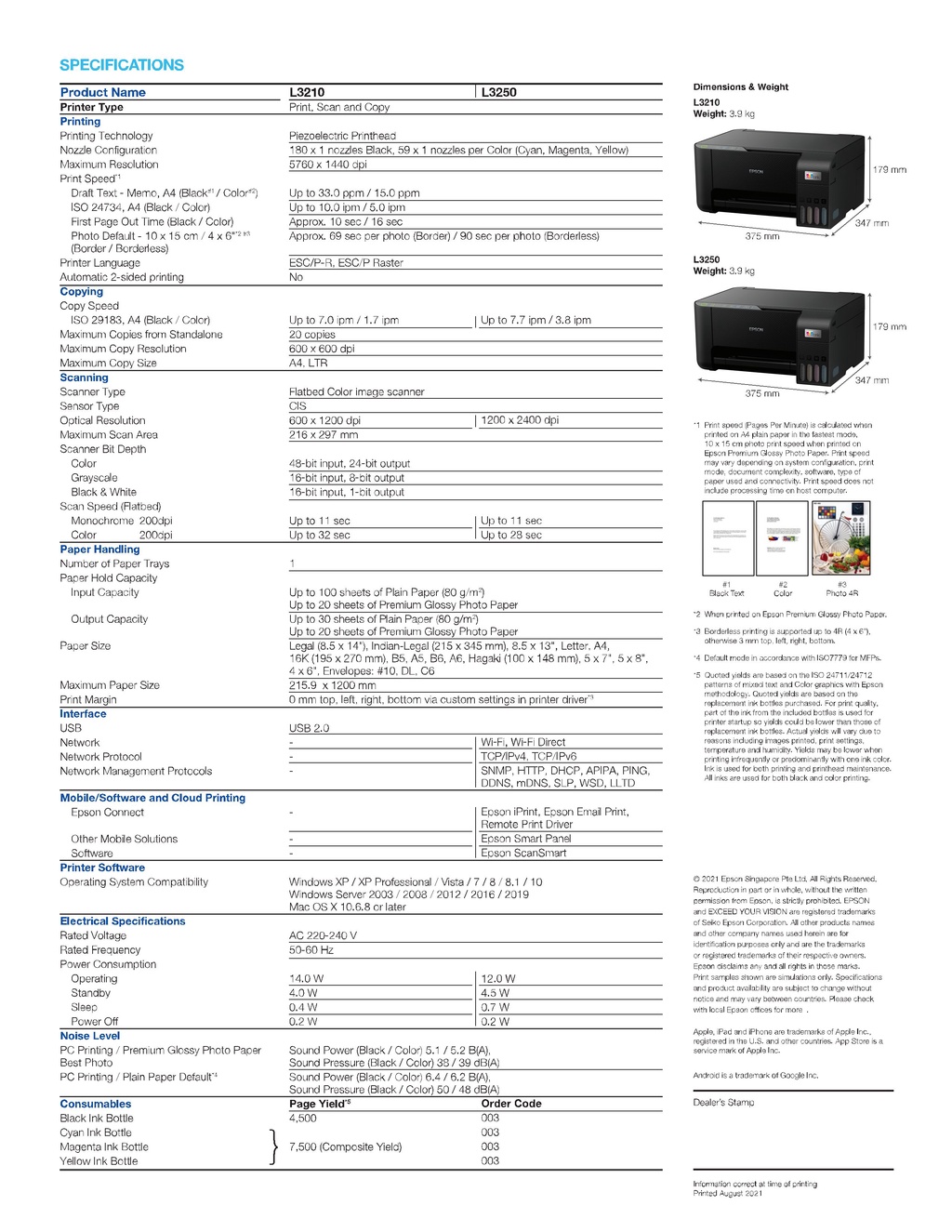 Epson EcoTank L3250 / L3256 Wi-Fi All-in-One Ink Tank Printer | Shopee ...