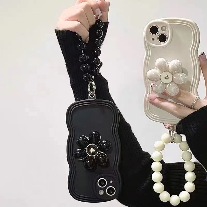 Shiny Pearl Flower Holder Stand Cover For Samsung Galaxy A21S A22 4G ...
