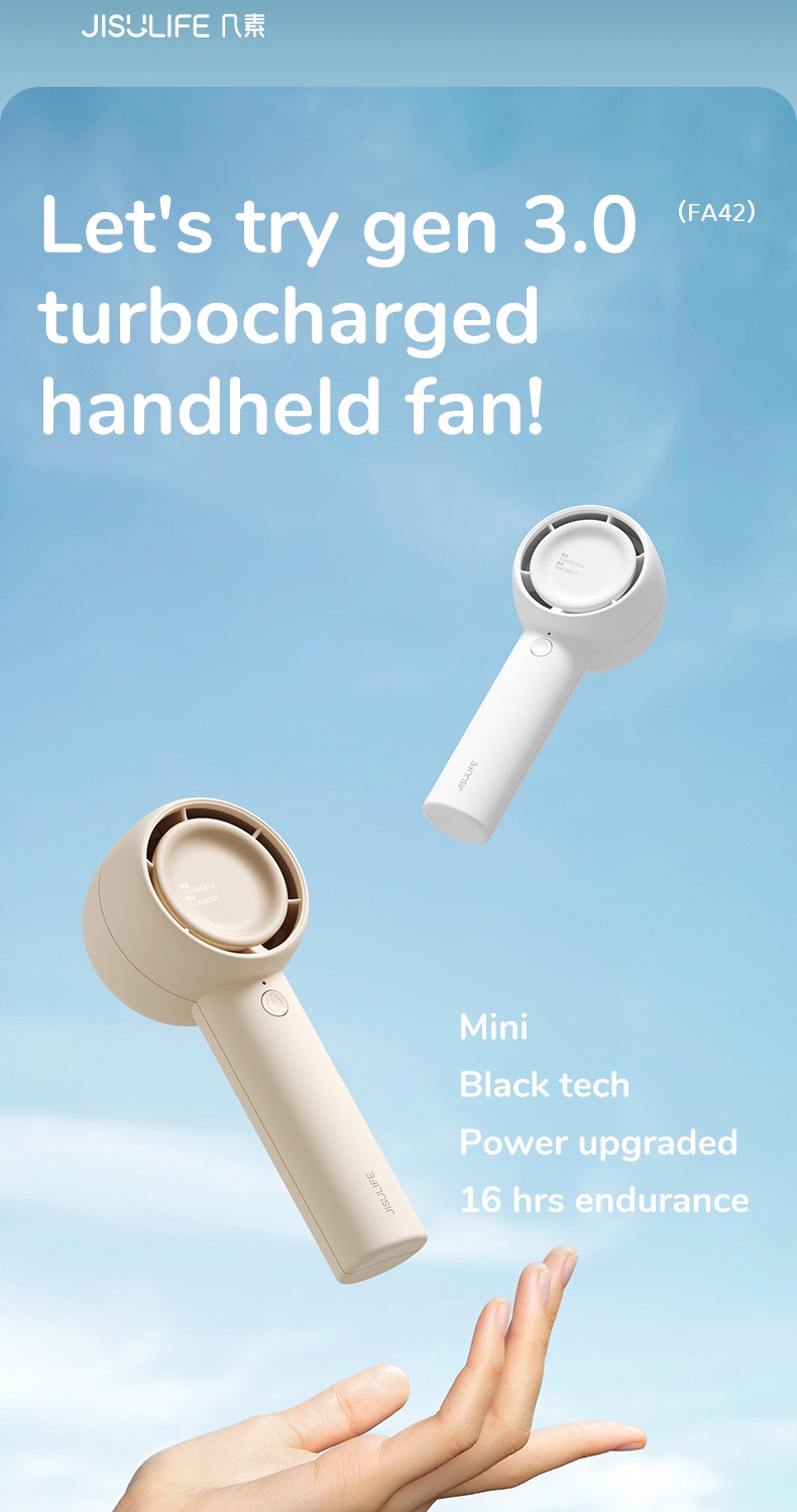 JISULIFE Handheld Fan Life5 Mini Fan Portable Rechargeable Leafless ...