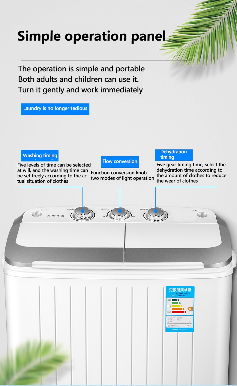 6KG Twin Tub washing machine -With Dryer, Household Semi-Automatic ...