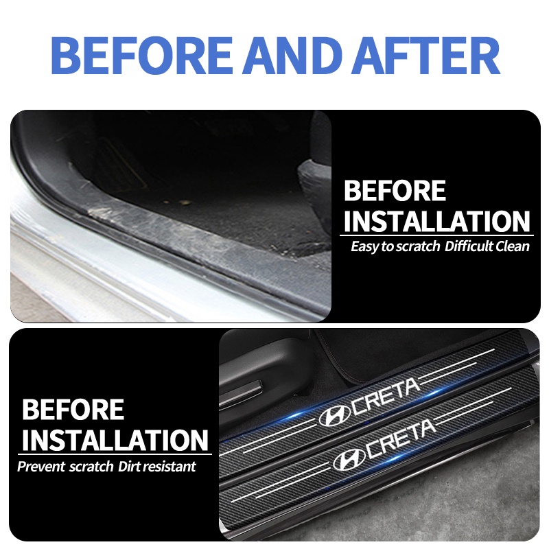 Hyundai Creta Carbon Fiber Car Door Sticker Protector Auto Threshold ...
