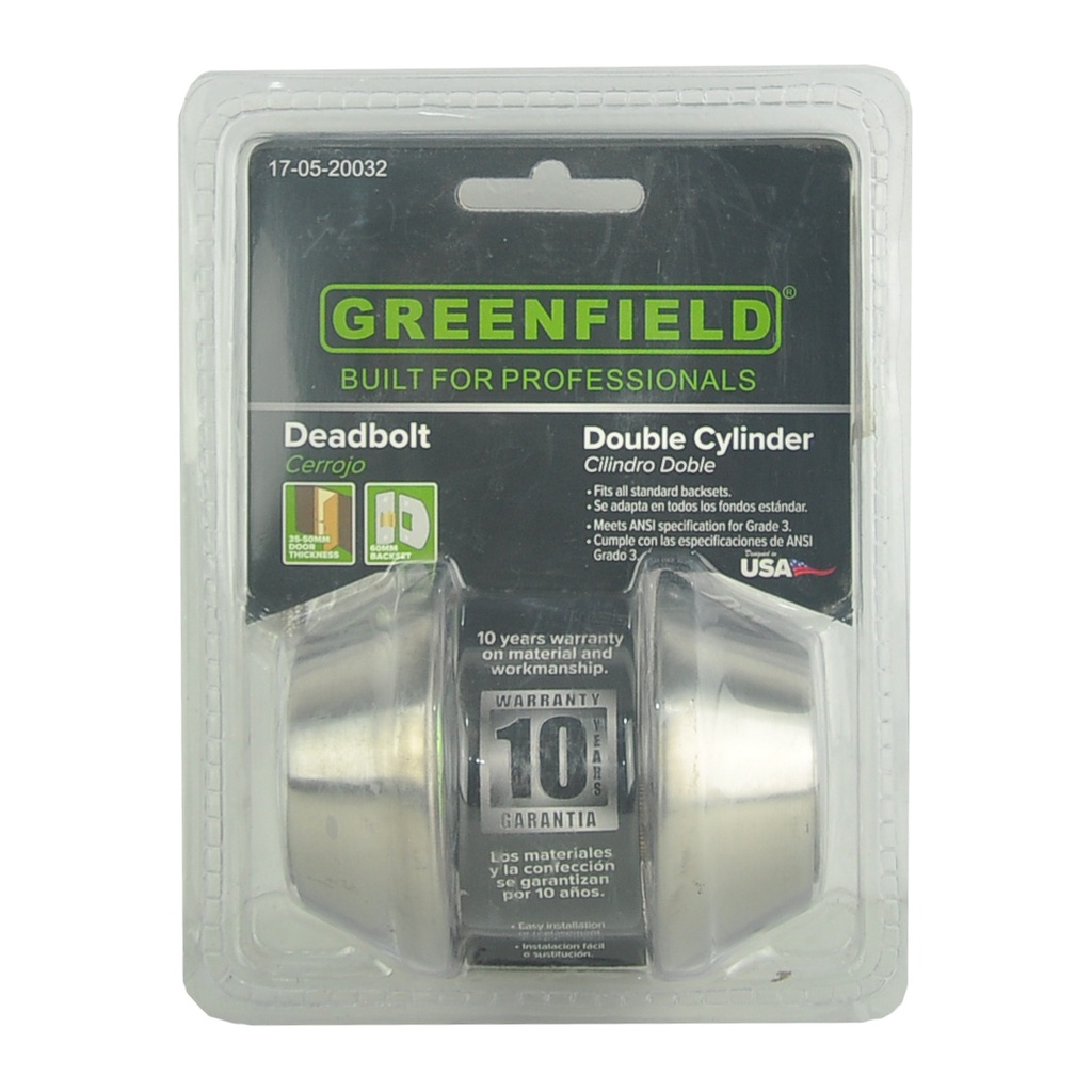 Greenfield Double Cylinder Deadbolt Satin Stainless Steel Finish (Us32D ...