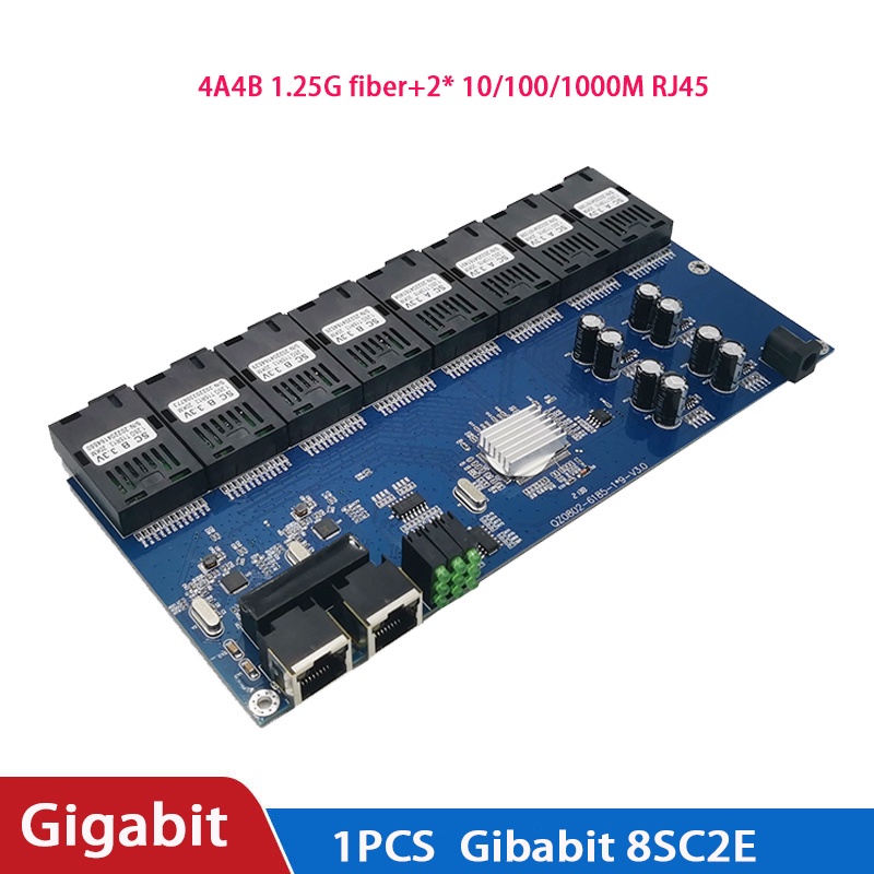Gigabit switch Ethernet Fiber Optical Media Converter 8 Port 1.25G SC 2 ...