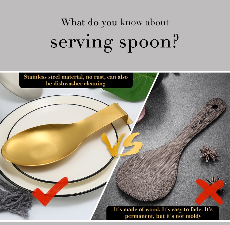 KATELV Large Size Titanium Gold Matte Rice Spoon Restaurant Buffet ...