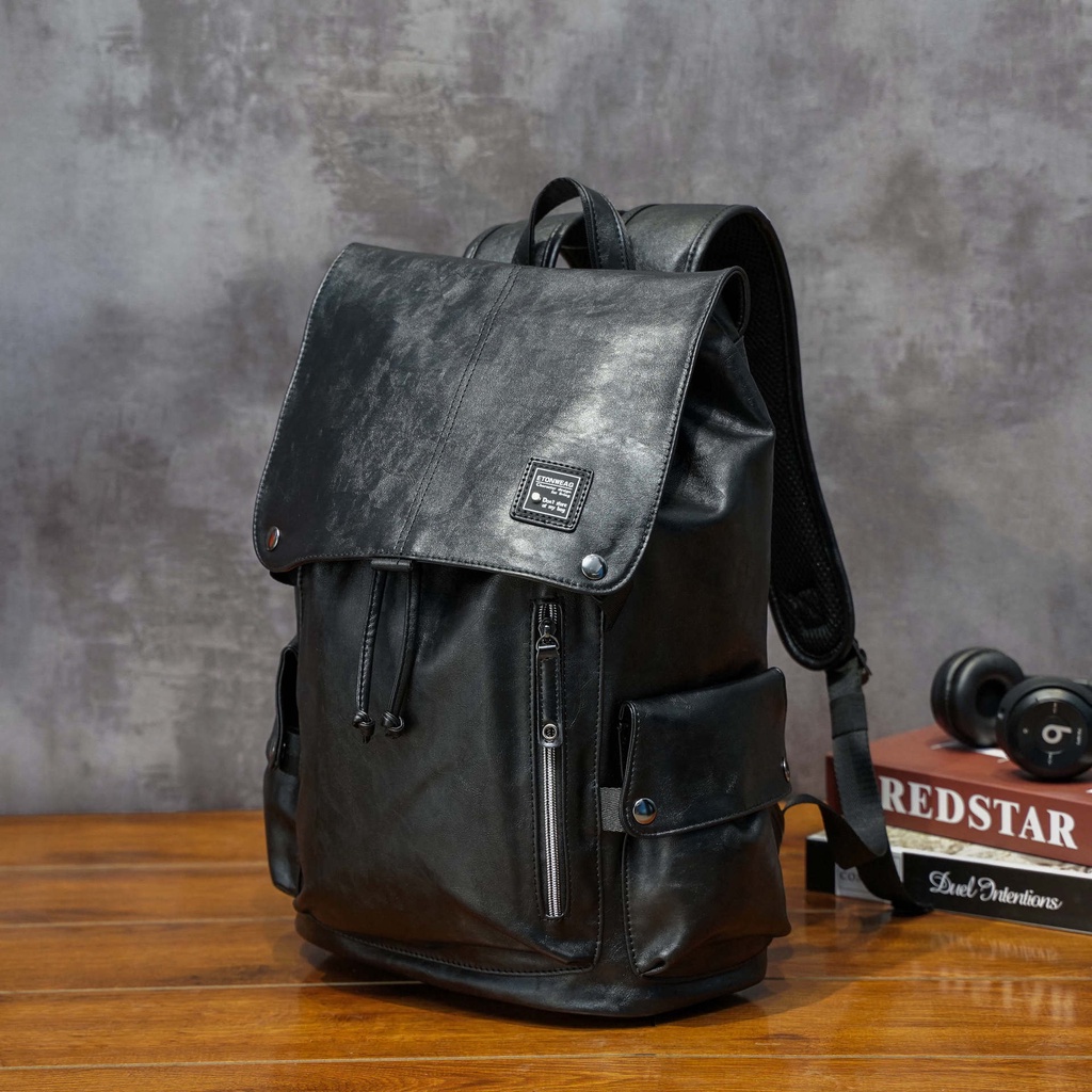 Casual Men Backpacks Leather Man Laptop Bag Fashion Travel Bagpack Men ...