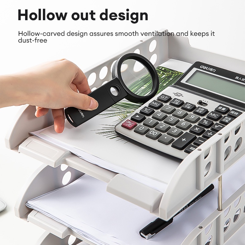 Deli 3-Layer Desk File Organizer Paper Magazine Document Tray School ...