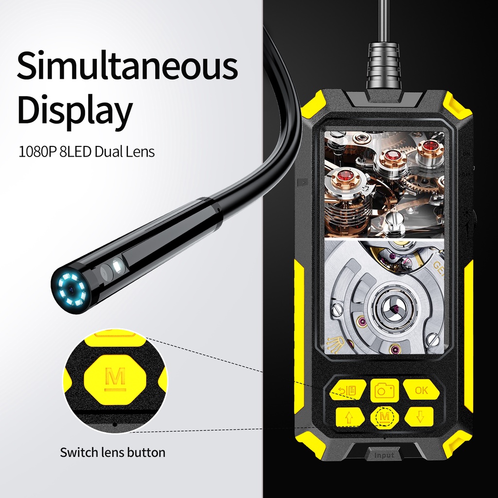 4.5 inch IPS Screen Dual Lens Industrial Endoscope 2.0 MP Bore Scope ...