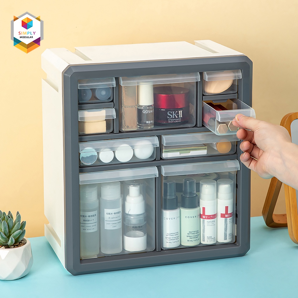 Qubit 11 Cube Mini Desktop Drawer with Transparent Compartments Storage ...