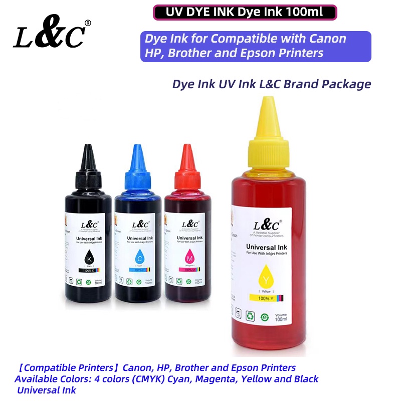 L&C Universal Dye Ink 100ml UV Dye Ink UV Ink Refill Ink Compatible for ... L&C Universal Dye Ink 100ml UV Dye Ink UV Ink Refill Ink Compatible for ...