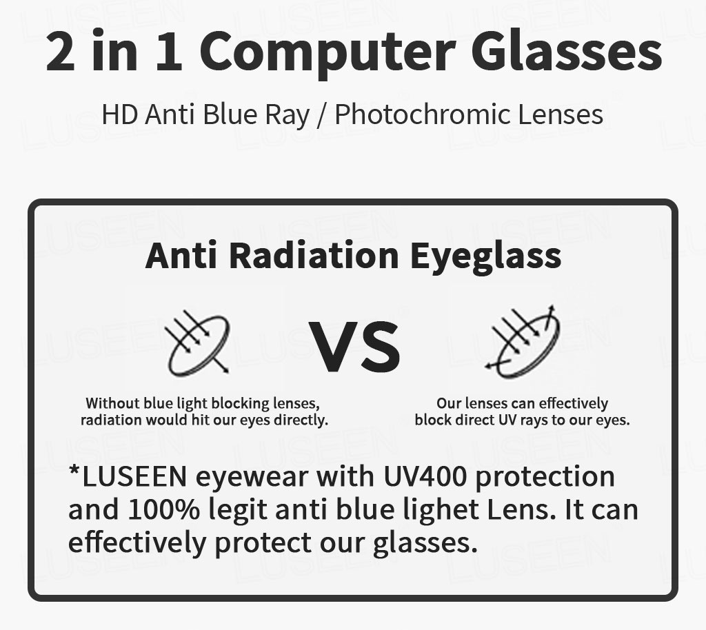 LUSEEN Anti Radiation Eyeglass For Woman And Men Photochromic ...