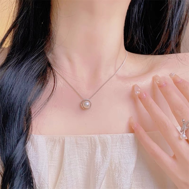 S925 Silver Inlaid Hollow Pearl Pendant 2022 New | Shopee Philippines