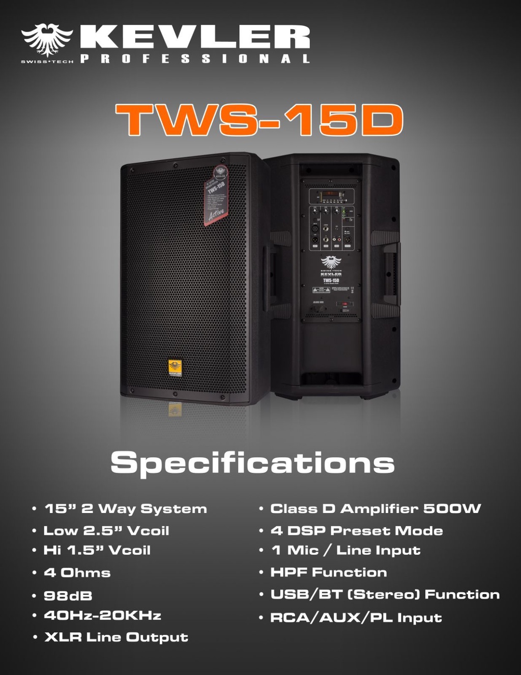 Kevler Professional 1pc TWS-15D 500Watts Class D Amplifier Kevler Speaker | Shopee Philippines