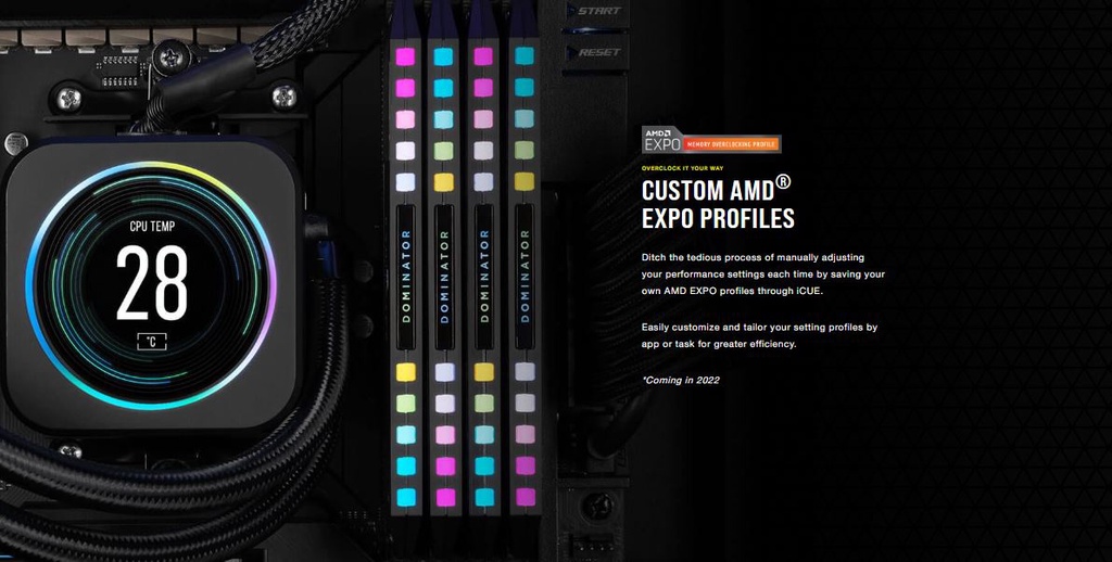 CORSAIR DOMINATOR® PLATINUM RGB 32GB (2x16GB) DDR5 DRAM 5200MT/s C40 AMD EXPO Memory Kit ...