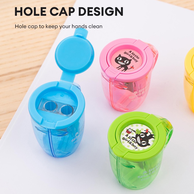 Deli Mini Pencil Sharpener Translucent Canister Design Assorted Color ...