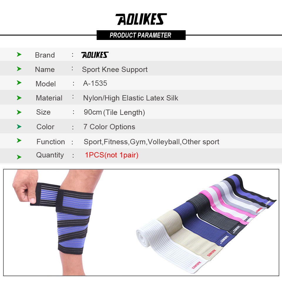 AOLIKES 1PCS 90*7.5cm Powerlifting Elastic Bandage Leg Compression Calf ...