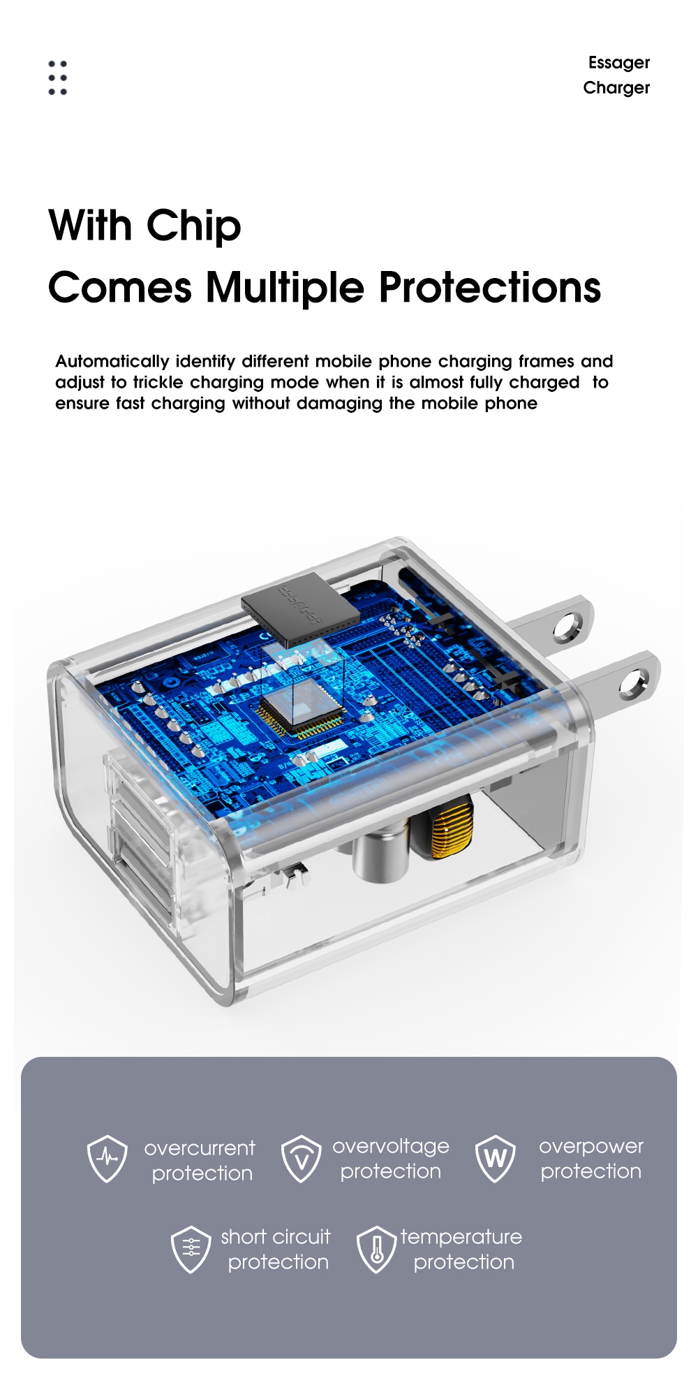 Essager Travel Charger 5V/2A Dual Port Usb Charger Plug Android Phone 10w Fast Charge Charger ...