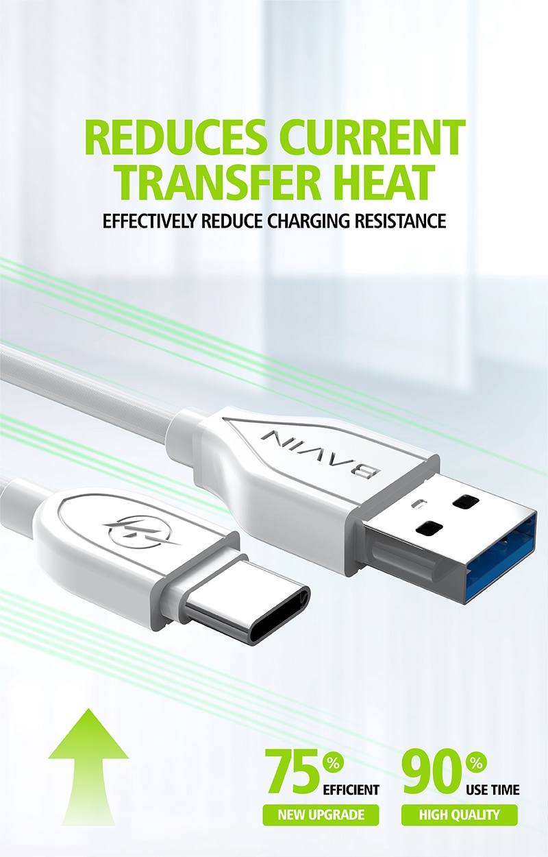 BAVIN CB071 Support QC3.0 Fast Charging Data Cable 0.5/1/1.5/2 Meters ...