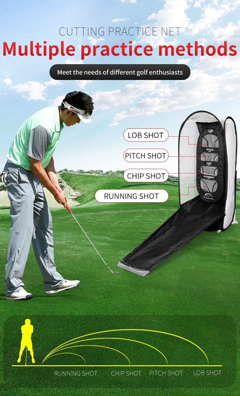 PGM Foldable portable golf chipping practice net with 2 target for ...